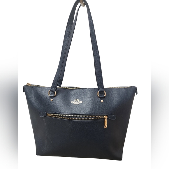 Coach | Bags | Coach Navy Blue Tote Bag With Gold Accents | Poshmark